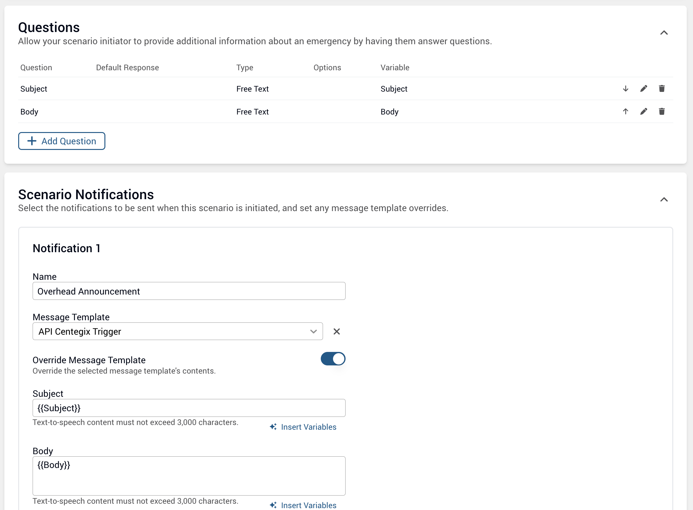 Configure Scenario for Centegix Integration