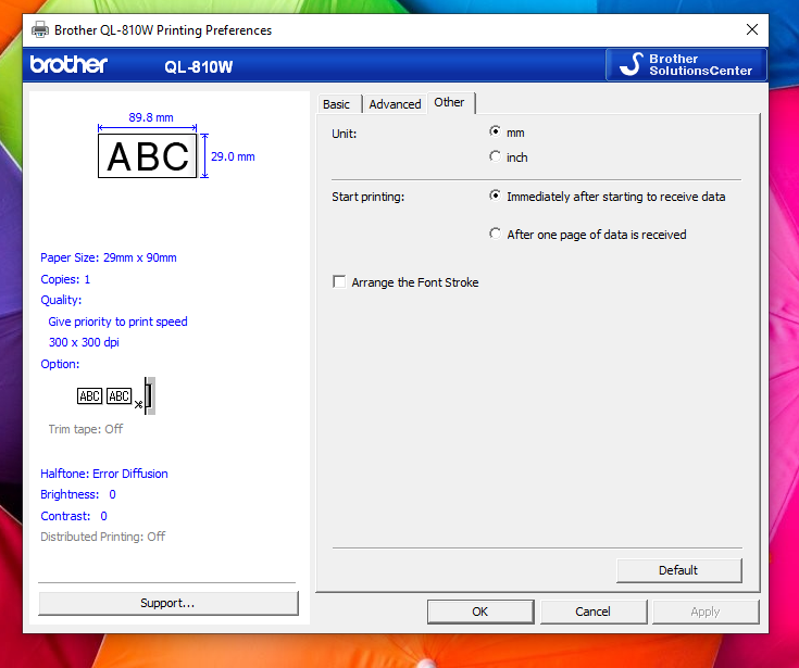 Configure Brother QL-810W Printer Settings for Windows