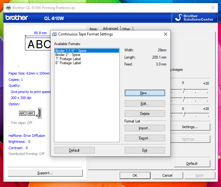 Configure Brother QL-810W Printer Settings for Windows