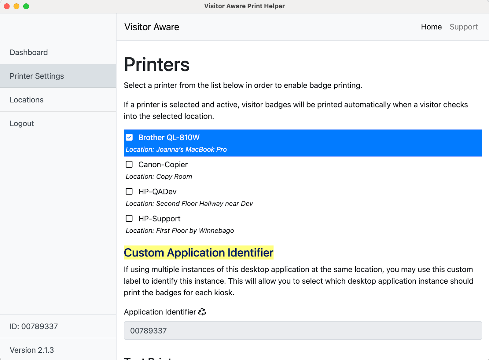 Configure Print Helper Application
