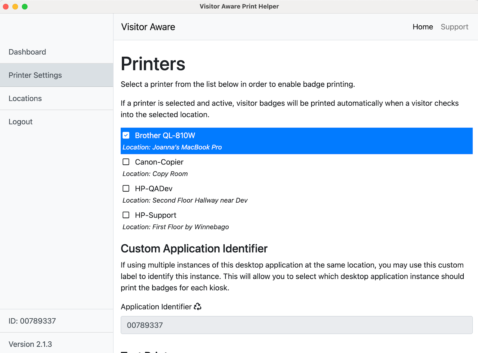 Configure Print Helper Application