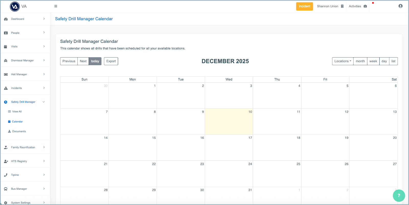 Manage Safety Drill Calendars and Subscriptions