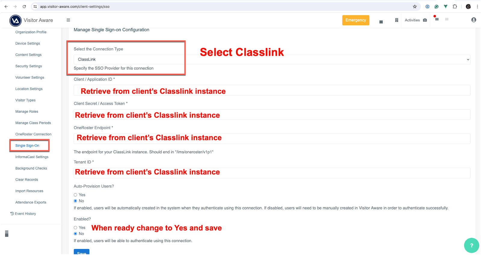 Configure ClassLink for SSO