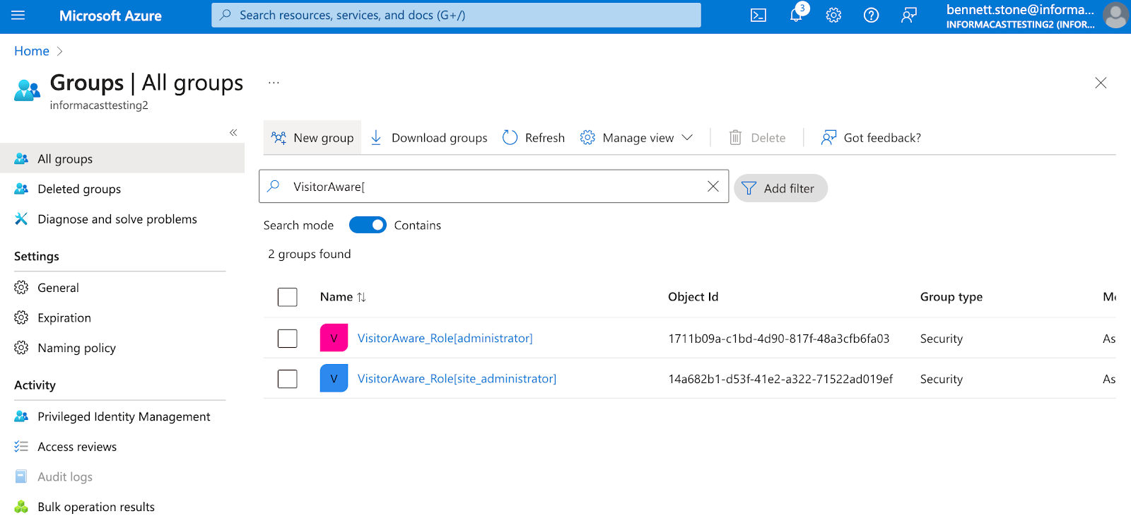 Provision Azure Groups for Visitor Aware Locations and Roles