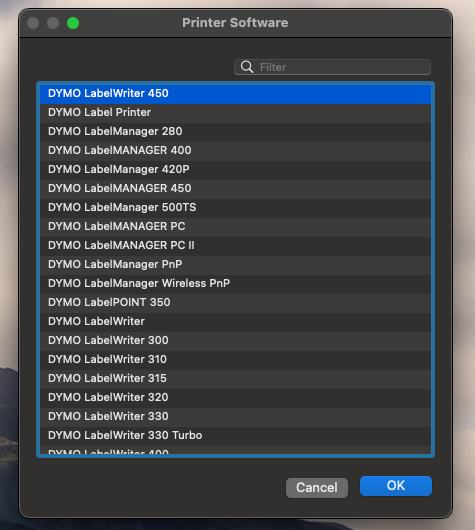Configure Dymo LabelWriter for Mac OS