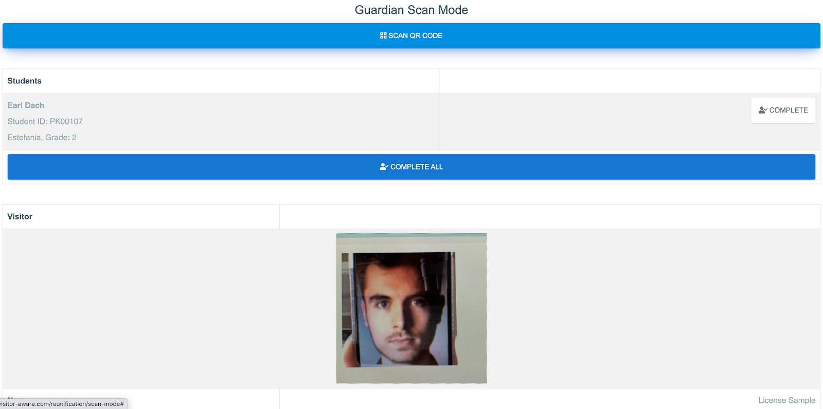 Process Student Pick-ups via QR Code (Student Pick-up Coordinators)
