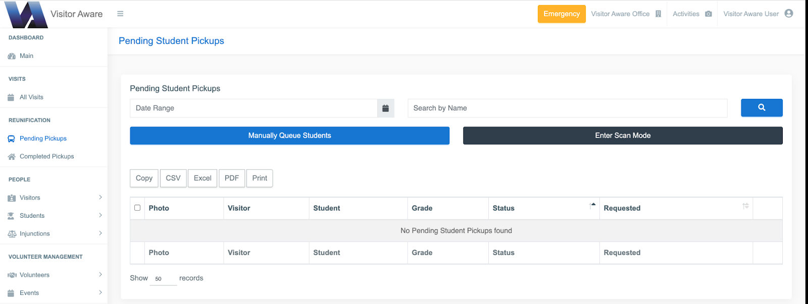 Process Student Pick-ups via QR Code (Student Pick-up Coordinators)
